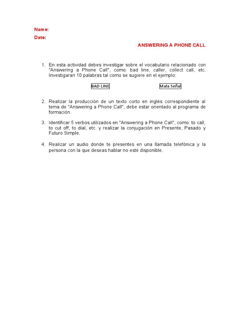 Answering A Phone Call | PDF