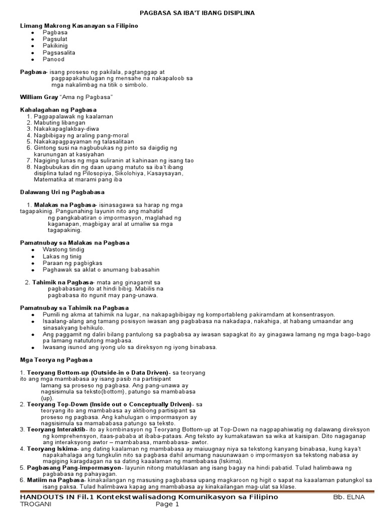 Prelim - Prefi Handouts | PDF