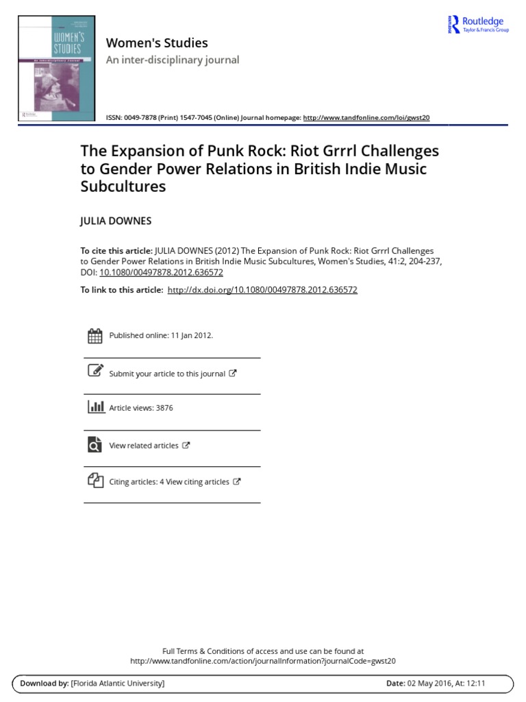 The Expansion of Punk Rock: Riot GRRRL Challenges To Gender Power ...