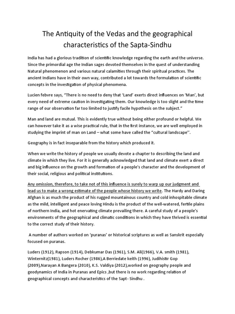 The Antiquity of The Vedas and The Geographical Characteristics of The ...