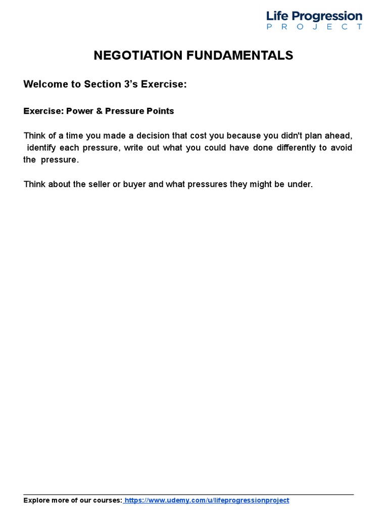 Negotiation Fundamentals - Exercise 3 | PDF