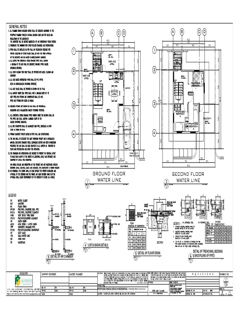 A B CD A B CD: Ground Floor Water Line Second Floor Water Line | PDF ...