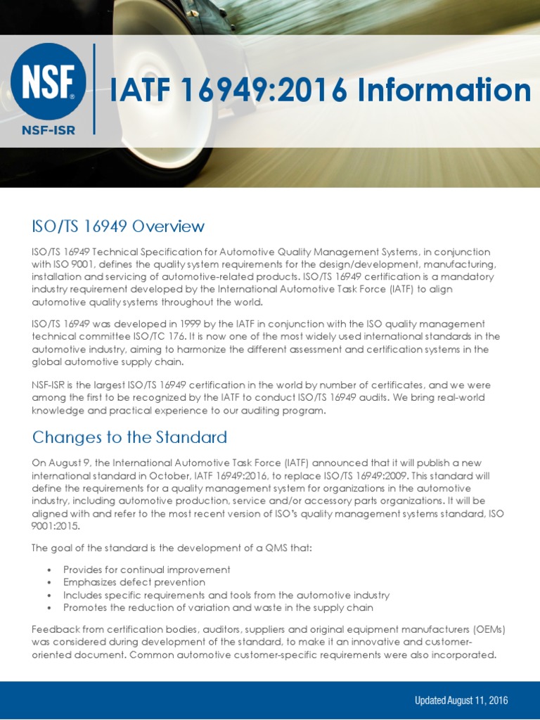 ISO IATF 16949 2016 Information PDF | PDF | Quality Management System | Production And Manufacturing
