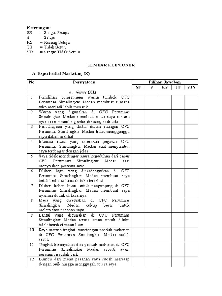 2 Proposal Kuesioner 1 Sesudah Revisi | PDF