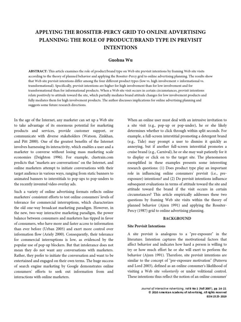 Applying the Rossiter-Percy Grid to Online Advertising Planning_ the ...