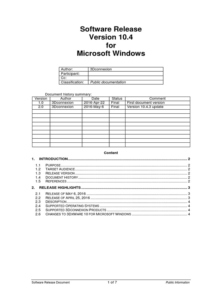 Software Release For Microsoft Windows: Public Documentation | PDF | Microsoft Windows ...