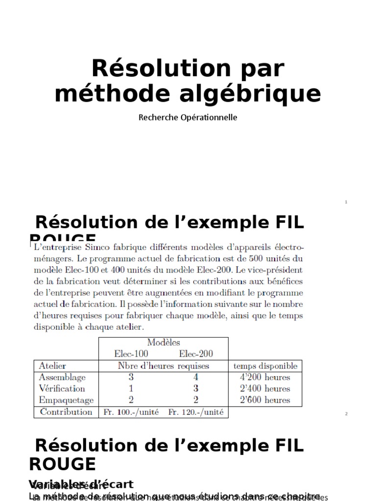 Résolution Par Méthode Algébrique | PDF | Variable (Mathématiques ...