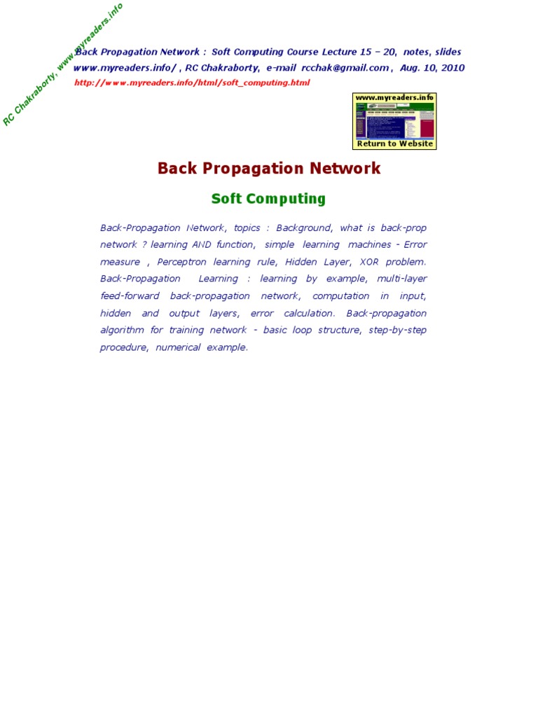 03 Back Propagation Network | PDF | Machine Learning | Neuroscience