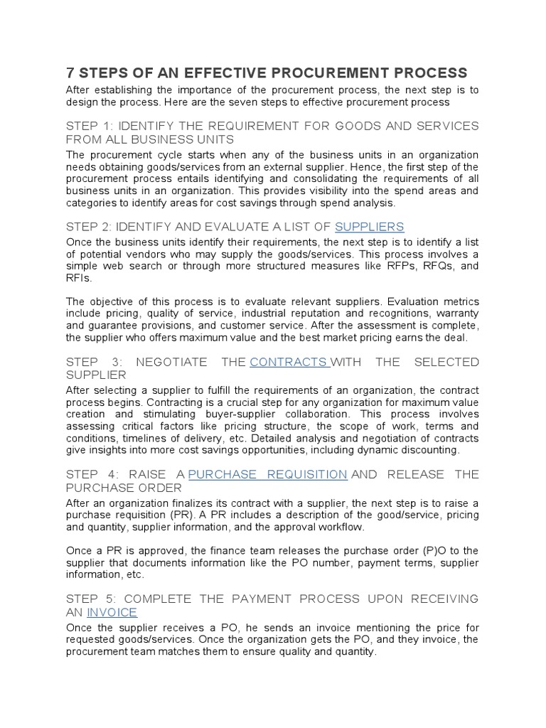 7 Steps of An Effective Procurement Process | PDF | Procurement ...