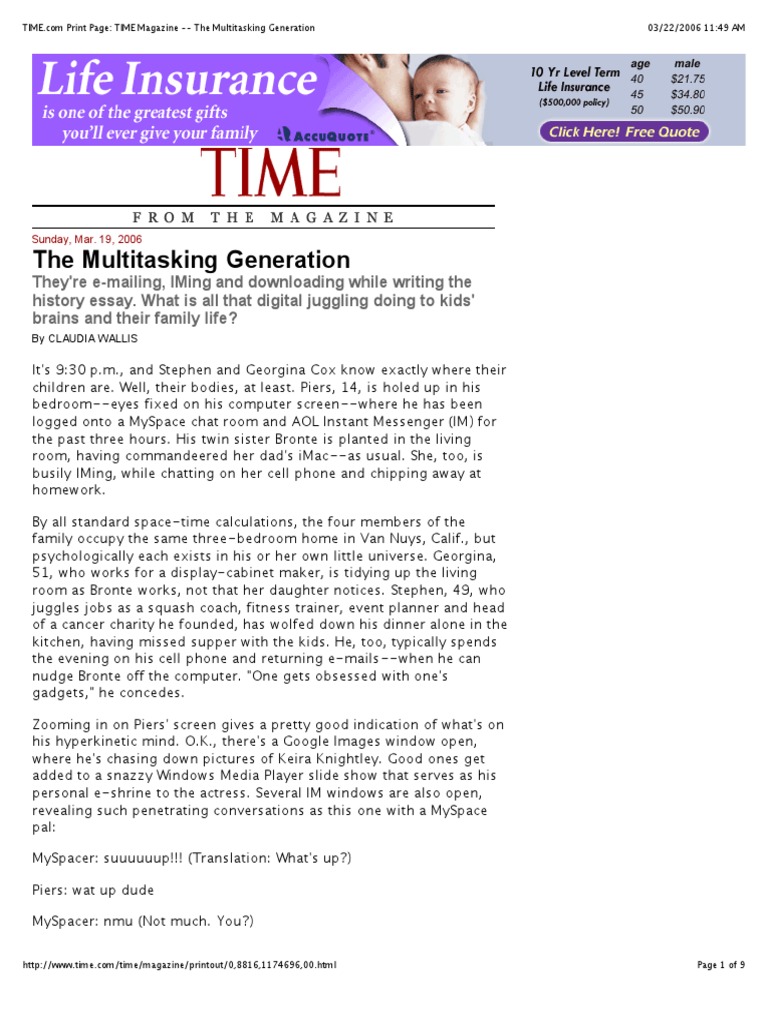 The Multitasking Generation PDF | PDF | Prefrontal Cortex | Adolescence