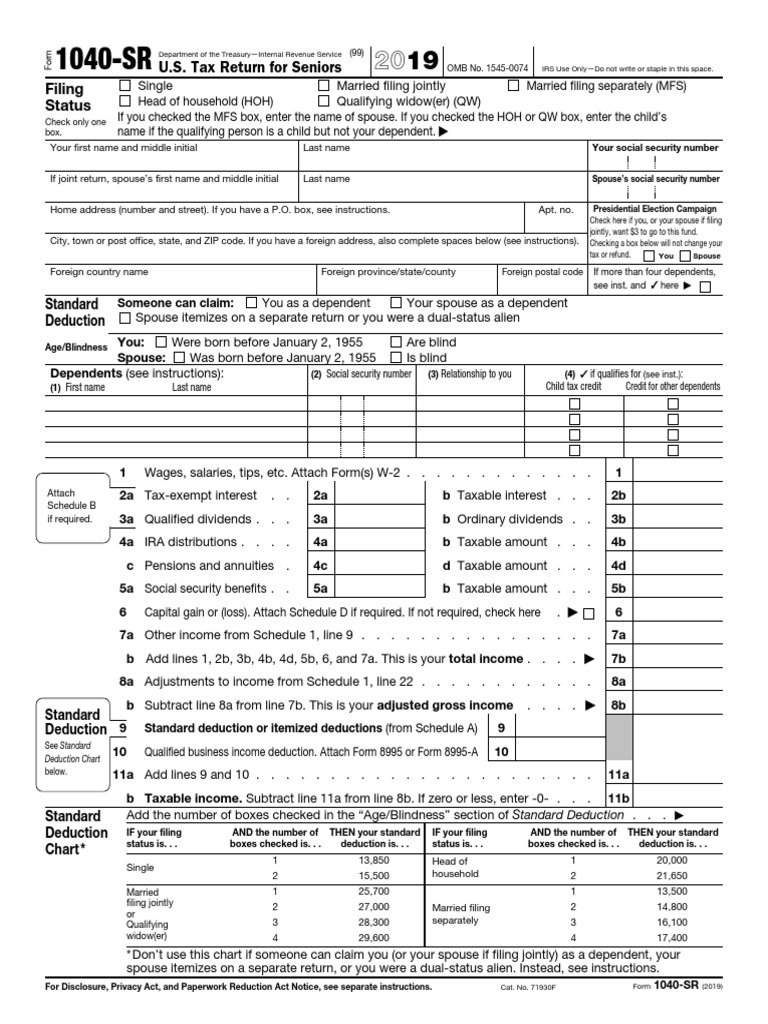 U.S. Tax Return For Seniors: Filing Status | PDF | Tax Deduction | Irs ...