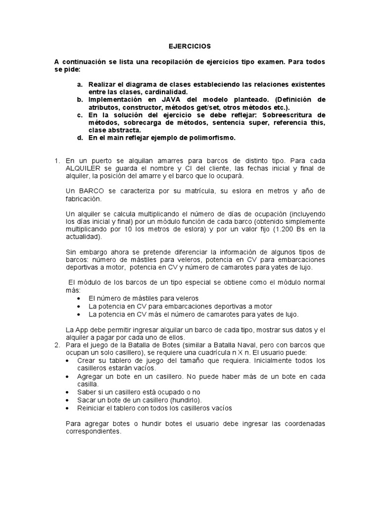 Ejercicios POO Basico | PDF | Juegos de habilidad mental | Ajedrez