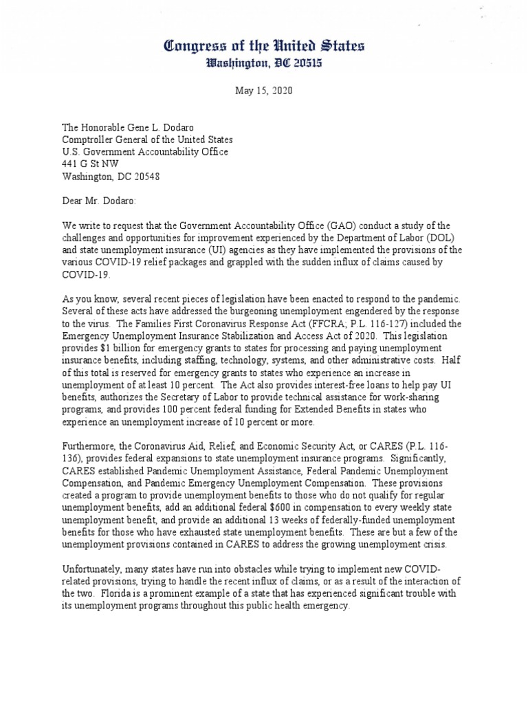 Gao Ui Request Letter Final | PDF | Government Accountability Office ...