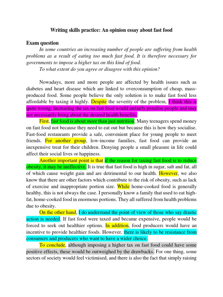 Writing Skills Practice | PDF | Fast Food | Obesity