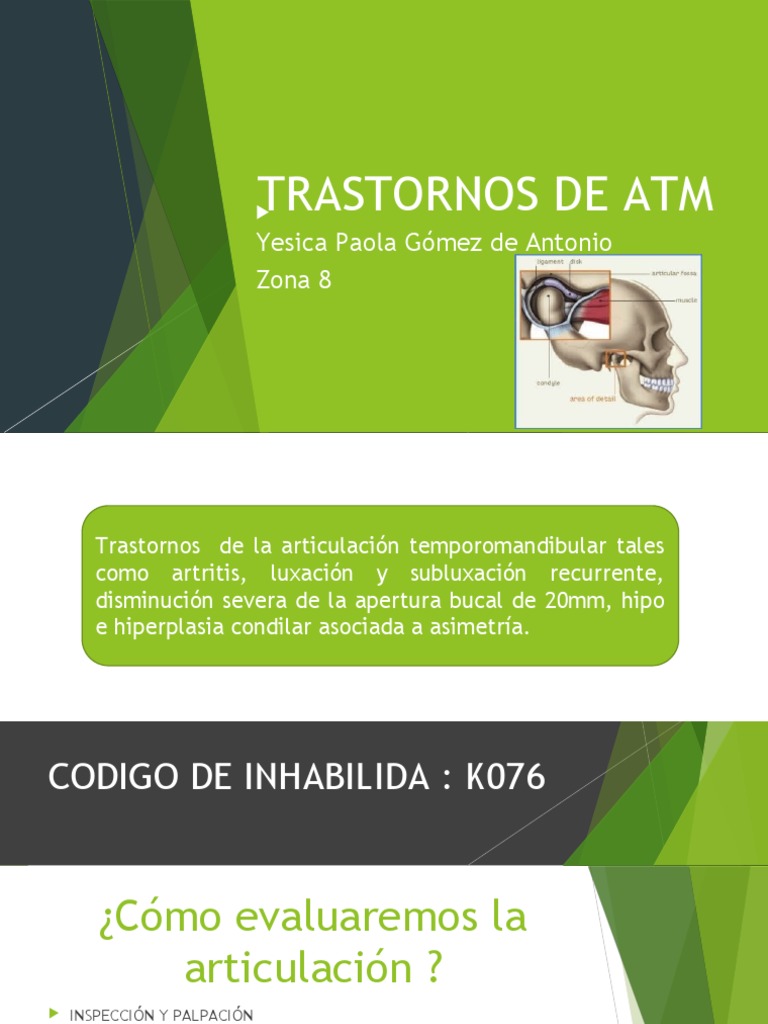 Trastornos de la ATM: Evaluación y Tratamiento | PDF | Medicina ...