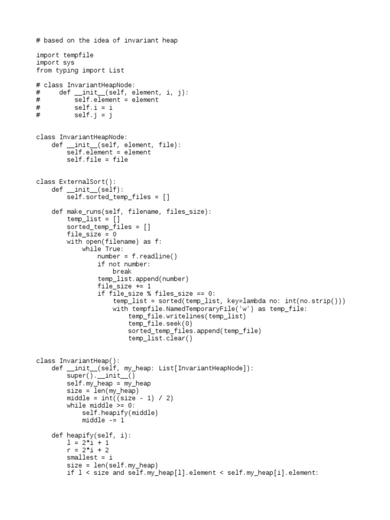 External Merge Sort Python | PDF | Algorithms And Data Structures ...
