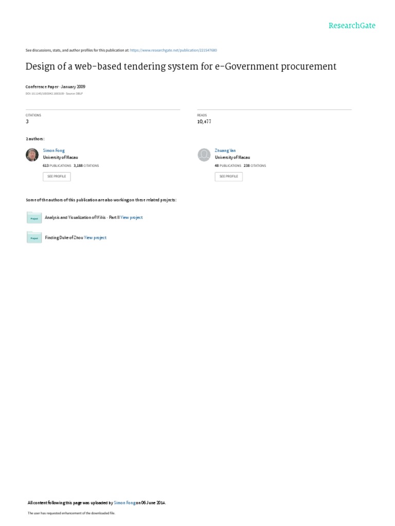 Design of A Web-Based Tendering System For E-Gover | PDF | E Government ...
