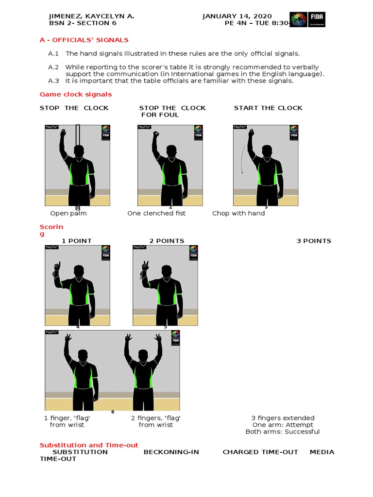 A - Officials' Signals | PDF | Hand | Athletic Sports