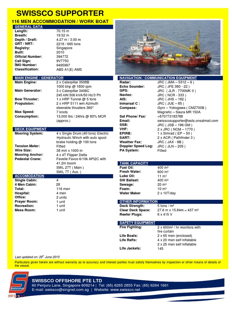 Swissco Supporter: 116 Men Accommodation / Work Boat | PDF | Water ...