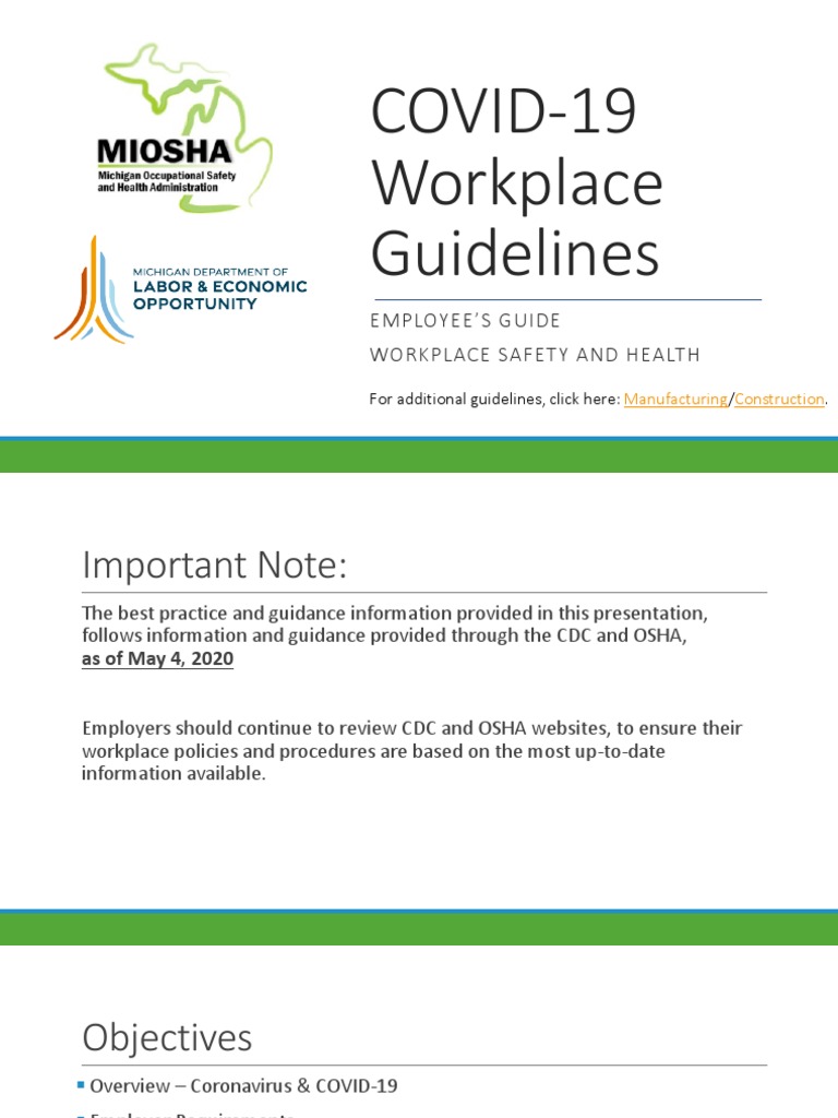 MIOSHA Guidelines For Employees As People Return To Work | PDF ...