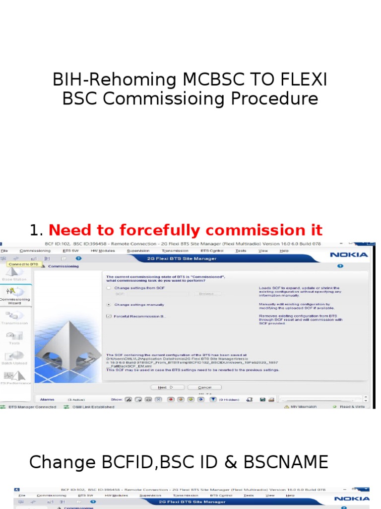 BIH-Rehoming MCBSC TO FLEXI BSC Commissioing Procedure | PDF