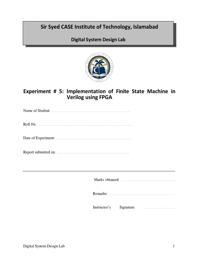 Sir Syed CASE Institute of Technology, Islamabad: Digital System Design ...