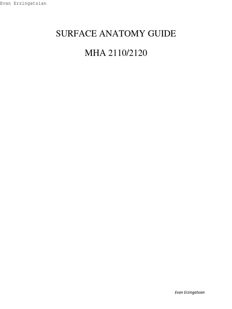 Surface Anatomy Guide MHA 2110/2120 | PDF | Language Arts & Discipline