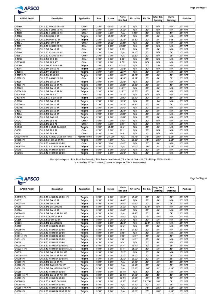CYLINDER DIMS - Tailgate-HiLift 2018 PDF | PDF | Machines