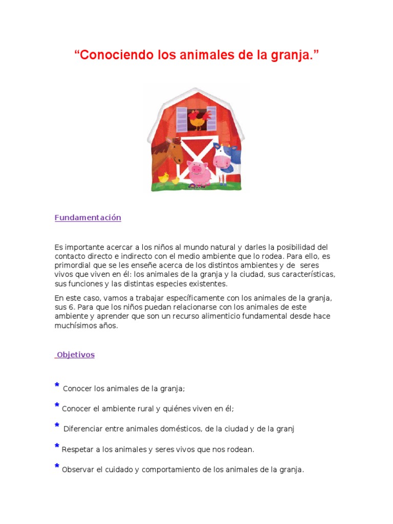 Proyecto Didáctico: Animales de la Granja | PDF | Alimentos | Agricultura