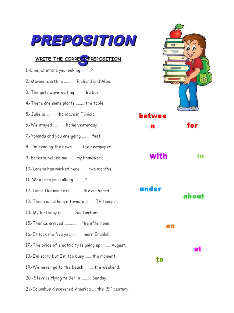 English Prepositions Exercise | PDF