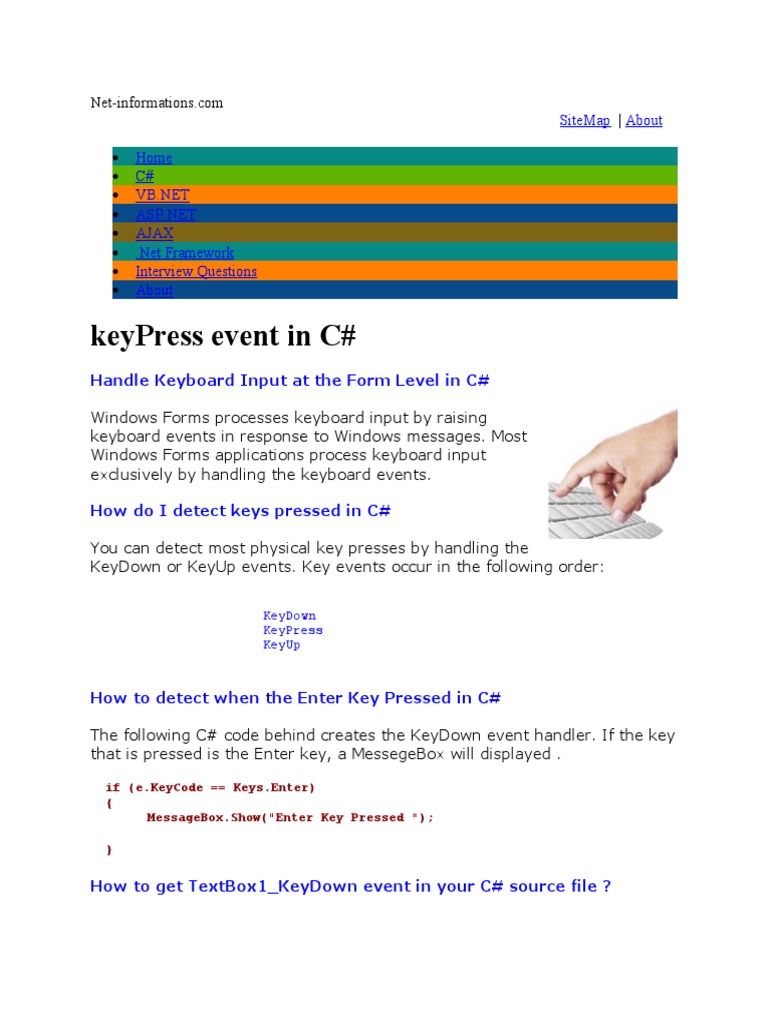 Keypress Event in C#: Sitemap About Home C# Ajax Interview Questions ...
