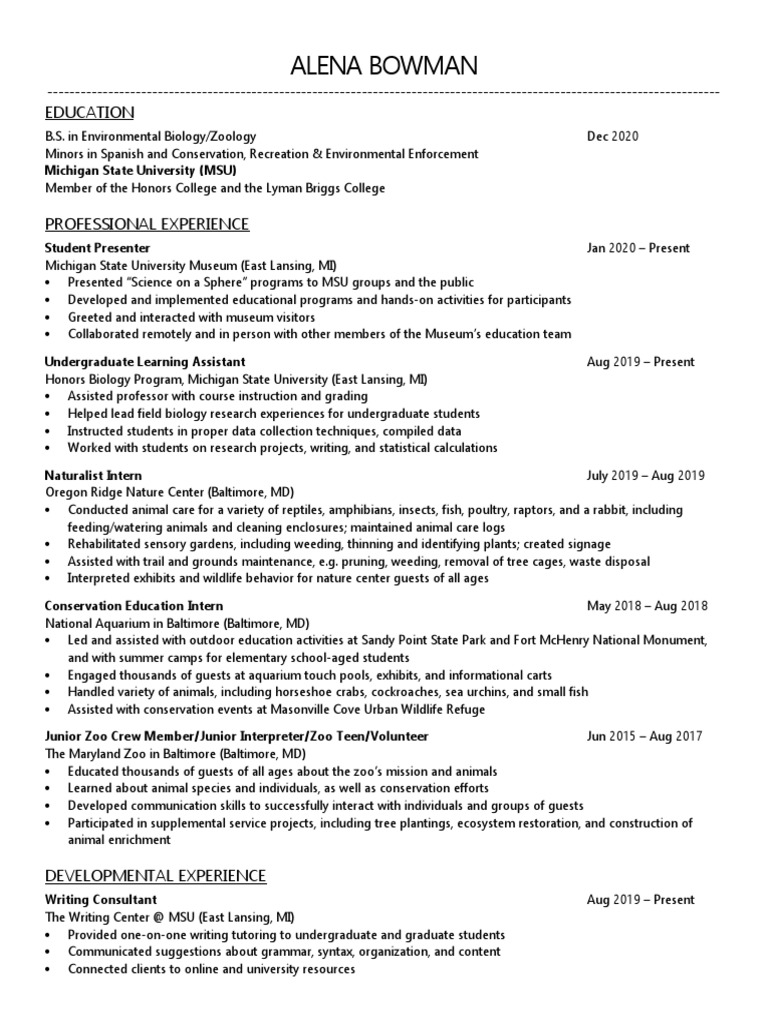 Resume Website-2020-05-15 | PDF | Michigan State University | Museum