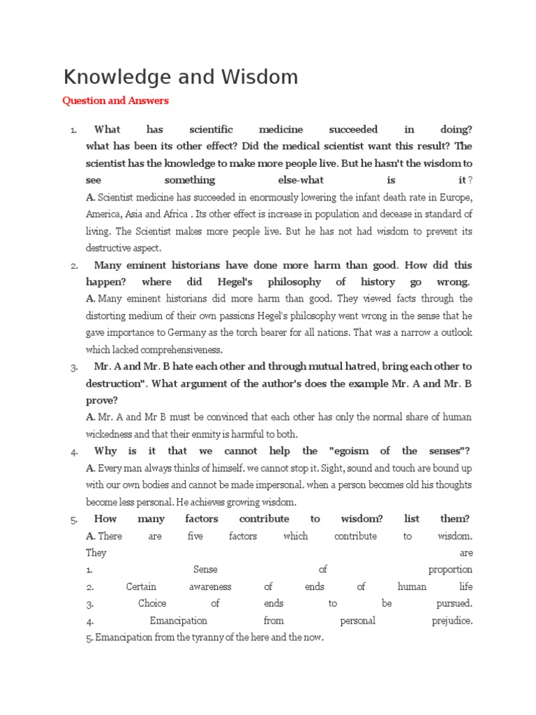 Knowledge and Wisdom | PDF | Wisdom | Scientist