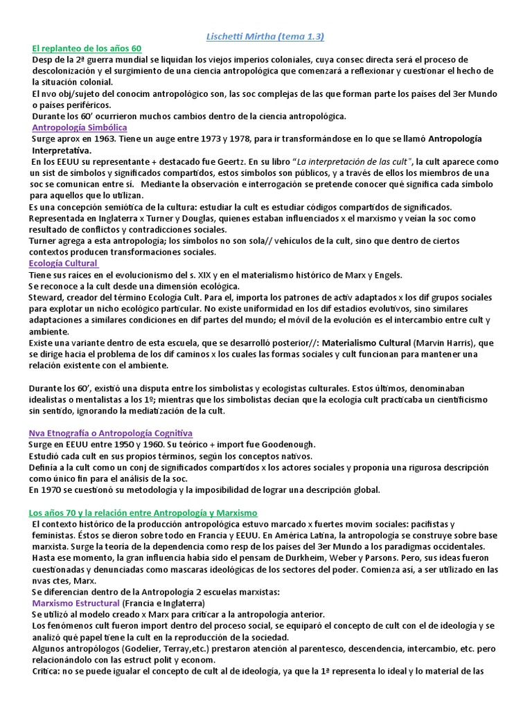 Lischetti Mirtha..ctes Antrop.. | PDF | Antropología | marxismo