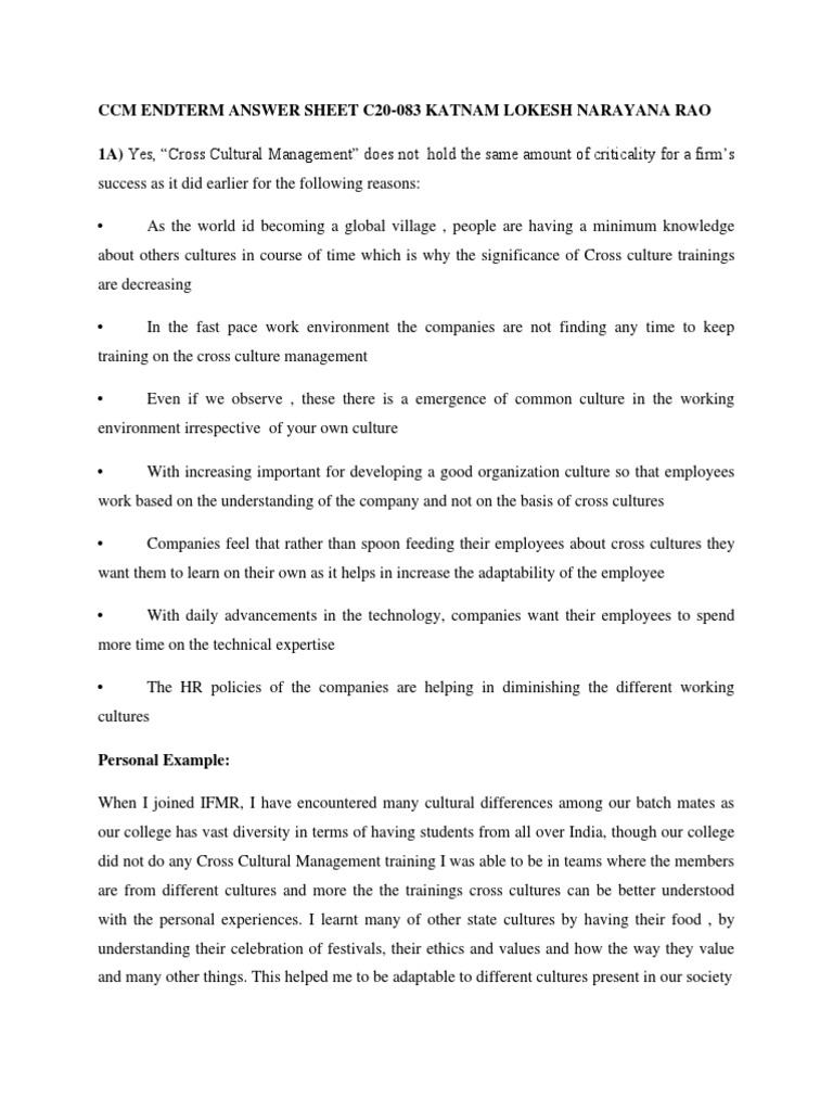 C20-083 Katnam Lokesh CCM Endterm PDF | PDF | Negotiation | Business Ethics