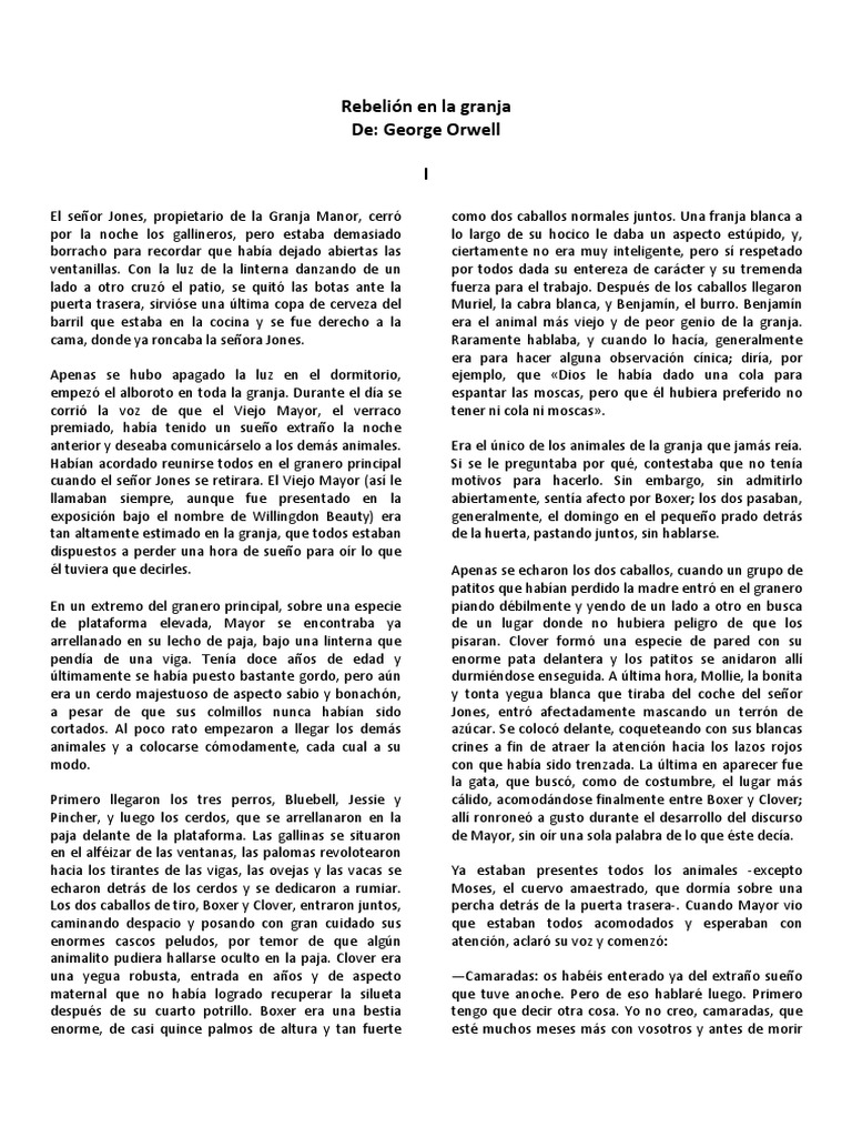 Rebelion En La Granja Pdf Pdf Caballos Boxer Perro