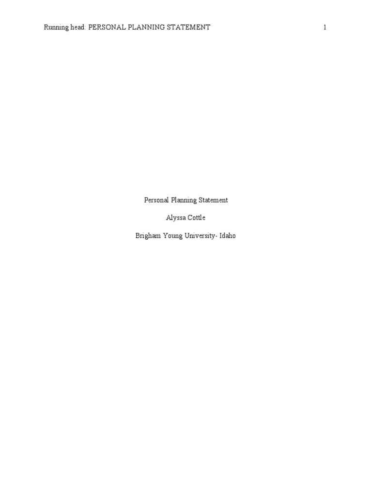 Personal Planning Statement | PDF | Psychological Concepts ...