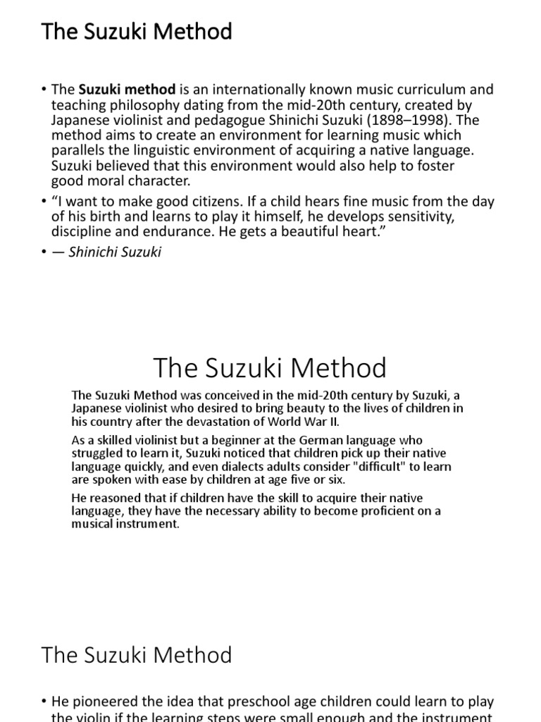 The Suzuki Method | PDF | Performing Arts | Sound