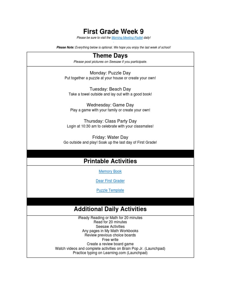 1 Grade Week 9 Teleschool | PDF