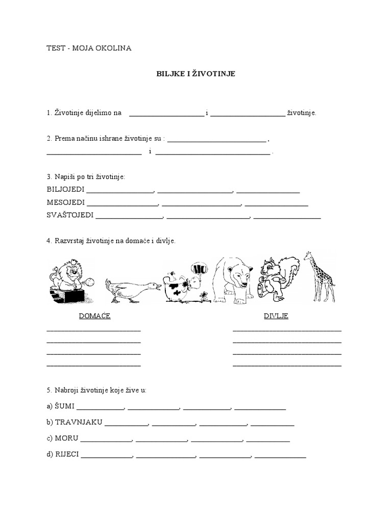 Test Moja Okolina | PDF