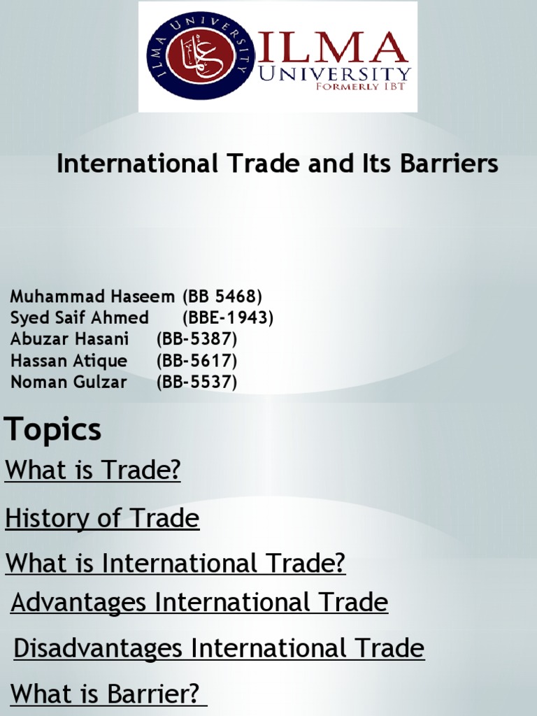 International Trade and Its Barriers | PDF | Trade Barrier | Exports