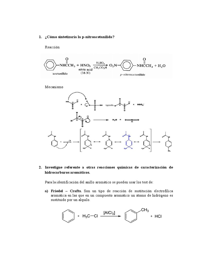¿Cómo Sintetizaría La P-Nitroacetanilida PDF | PDF