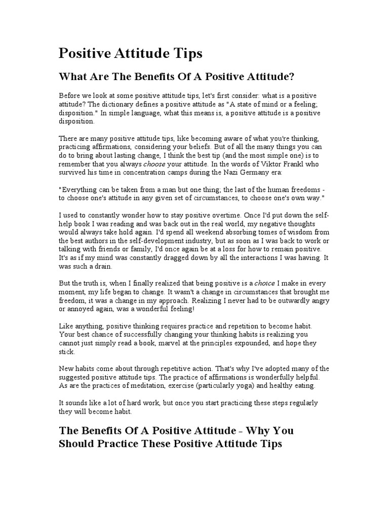 Positive Attitude Tips: What Are The Benefits of A Positive Attitude ...
