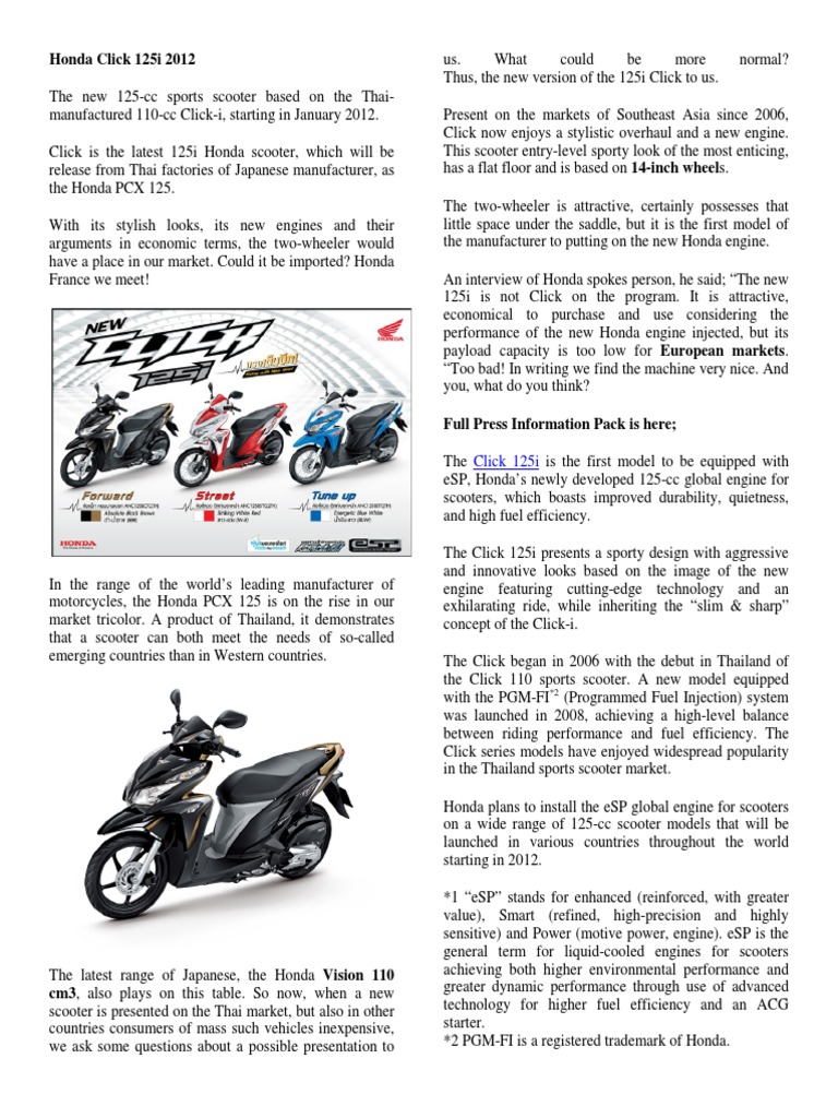 Honda Click 125i PDF | PDF | Honda | Engines