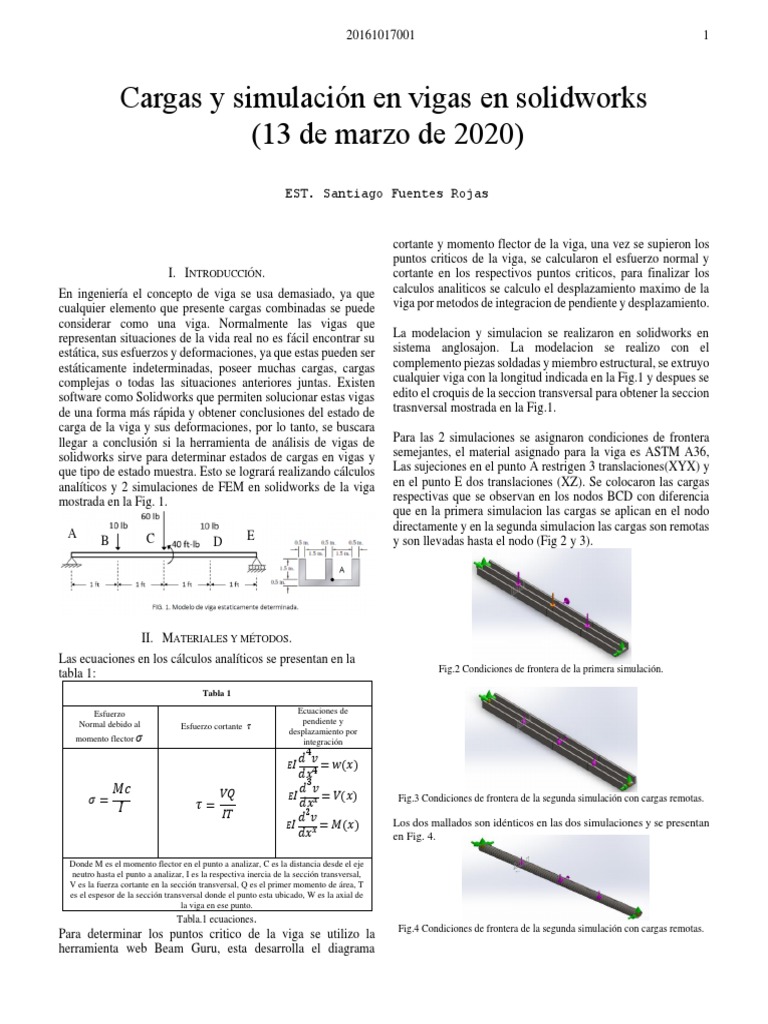 Simulación de Vigas en SolidWorks FEM | PDF | Mecánica | Física