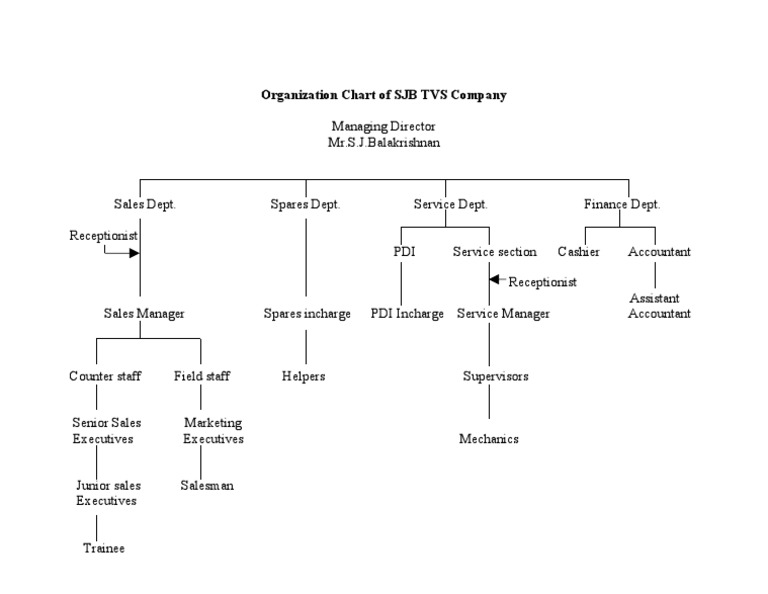 Organization Chart of SJB TVS Company | PDF
