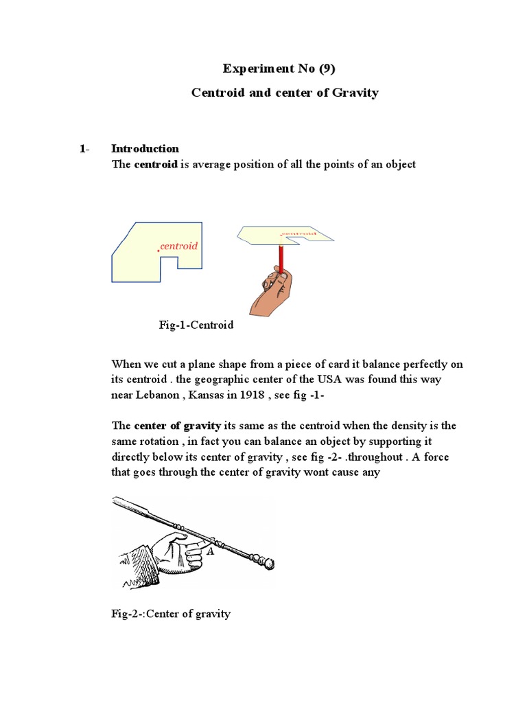 Experiment No (9) Centroid and Center of Gravity | PDF | Center Of Mass ...