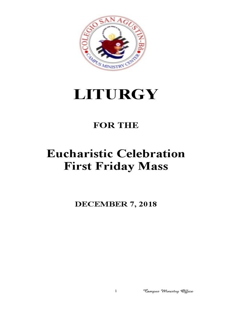 Liturgy: Eucharistic Celebration First Friday Mass | PDF | Mass ...