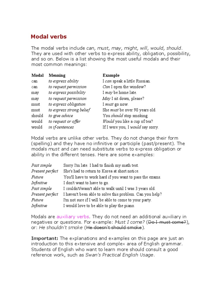 Modal Verbs | PDF | Semantics | Morphology