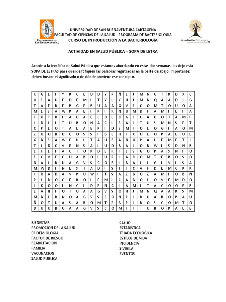 Sopa de Letras: Salud Pública y Medicina | PDF | Ciencias de la Salud ...